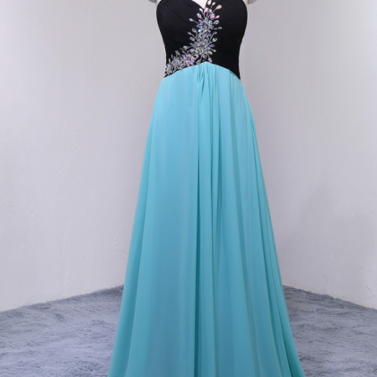 Long Chiffon Prom Dresses Featuring Sweetheart Neckline And One ...