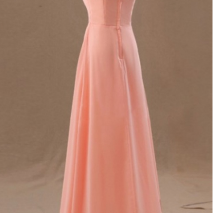 Lovely Style Coral A-line Floor Length Prom Dress With Round Line, Prom ...