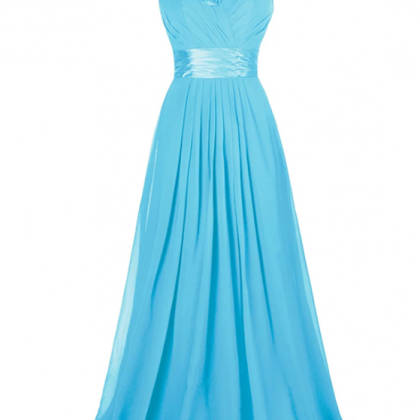 Light Blue Long Chiffon Floral One Shoulder Formal Party Dress ,long ...