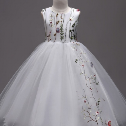 Flower Girl Dresses,a-line Embroidered Tulle Girl Dress on Luulla