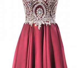Sweet 8th Grade Prom Dress A-line Scoop Neckline Beaded Lace Short Two ...