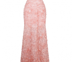 Off Shoulder Chiffon Flowers Ruched Long Evening Dresses Pink on Luulla