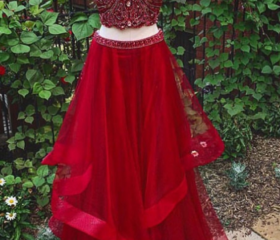 Red 2 Pieces Long Prom Dress,evening Dresses on Luulla