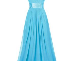 Light Blue Long Chiffon Floral One Shoulder Formal Party Dress ,long ...