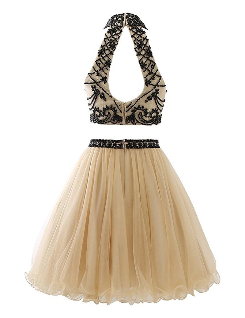 Short Dresses For Graduation Para Formatura Champagne Two Piece ...