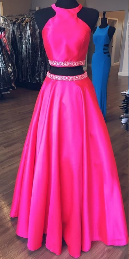 Two Piece Halter Prom Dresses Wedding Party Dresses Formal Dresses ...