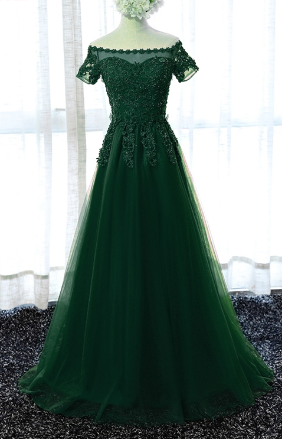 Long Green Prom Dresses Beaded Women Evening Party Dresses For ...