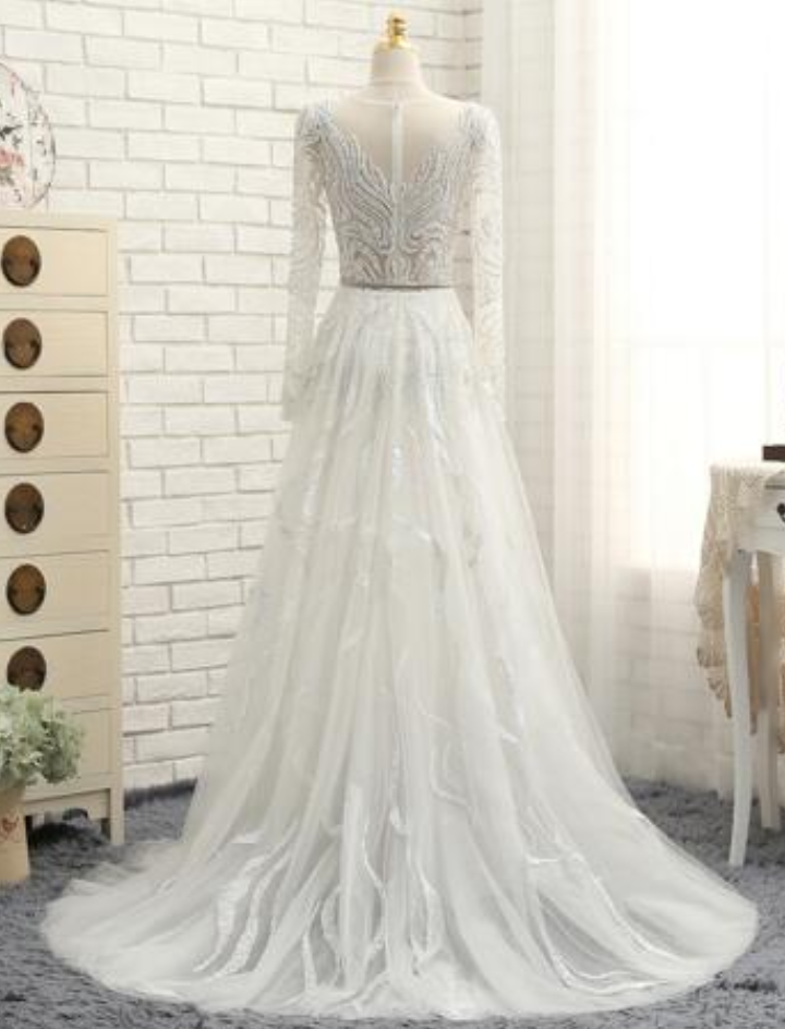 Real Image Luxury Bridal Gown Mermaid Wedding Dresses With Long Sleeve ...