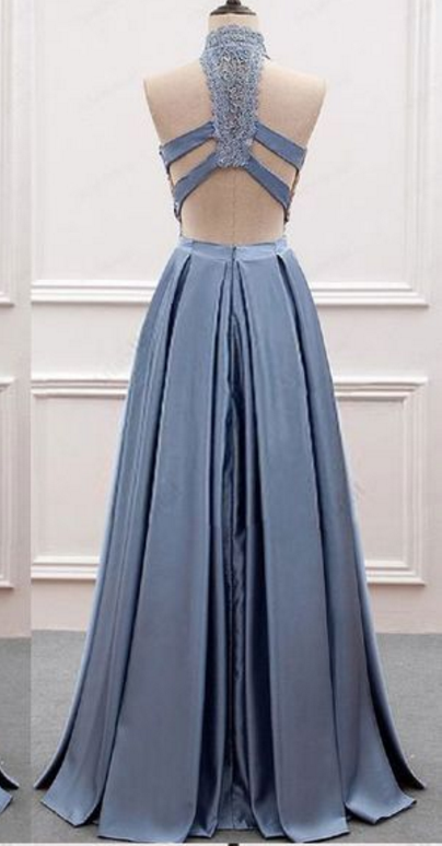 Two Pieces High Neck Lace Top Long Prom Dress on Luulla