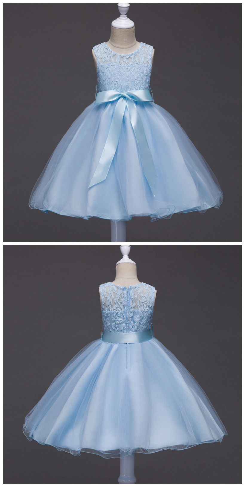 Flower Girl Dresses, Lace Bow Sashes Pattern Kids Princess Flower Girls ...