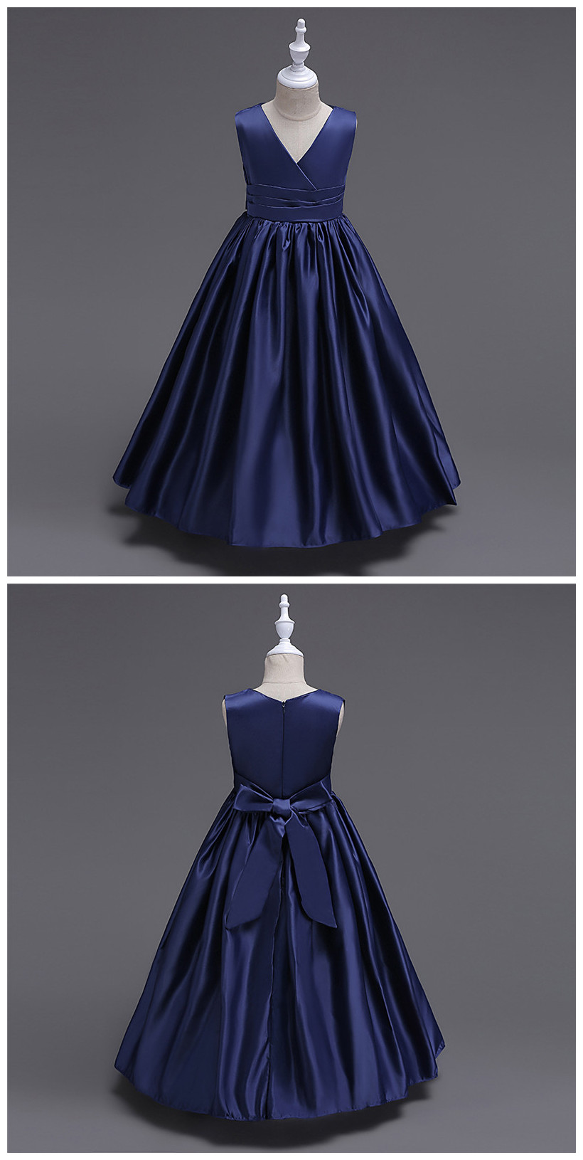 Flower Girl Dresses, Stain Floor-length Sashes Bow Kids Princess Flower ...