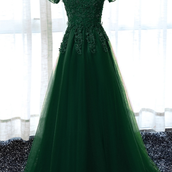 Long Green Prom Dresses Beaded Women Evening Party Dresses For ...