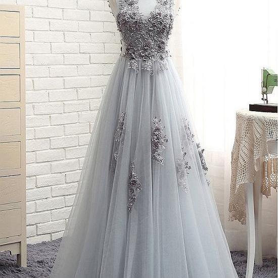 Junoesque Tulle Jewel Neckline Floor-length A-line Prom Dresses With ...