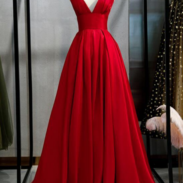 Prom Dresses,elegant V-neckline Satin Long Party Dress, Prom Gown on Luulla