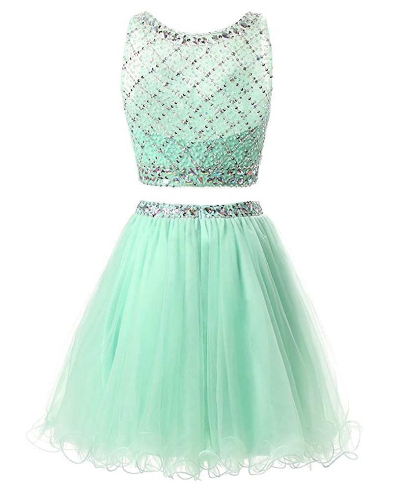 Mint Green Gradation Dresses De Festa Curto De Luxo Two Piece ...