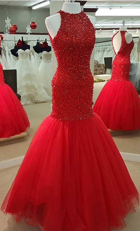 Prom Dress,halter Prom Dresses, Beaded Prom Dresses,2016 Prom Gowns ...