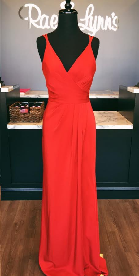 Red V Neck Long Prom Dresses Party Dresses Formal Dresses Spaghetti ...