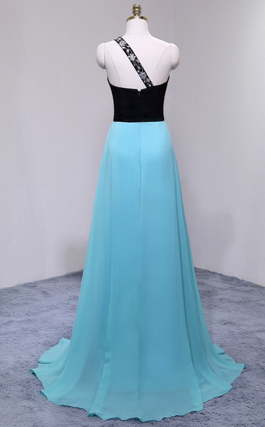 Long Chiffon Prom Dresses Featuring Sweetheart Neckline And One ...