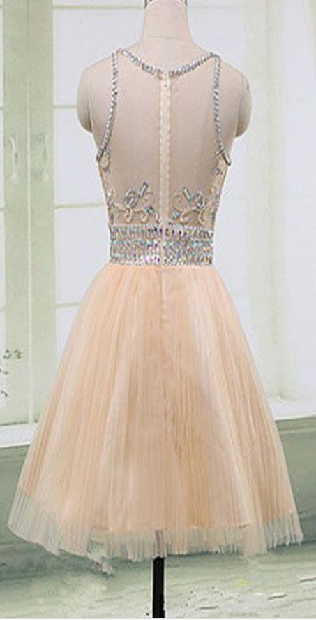 Beige Gorgeous Beaded Elegant Fashion Cute Homecoming Prom Gown Dresses ...