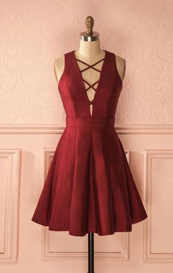 Cute Burgundy Short Prom Dress, Simple Homecoming Dress on Luulla