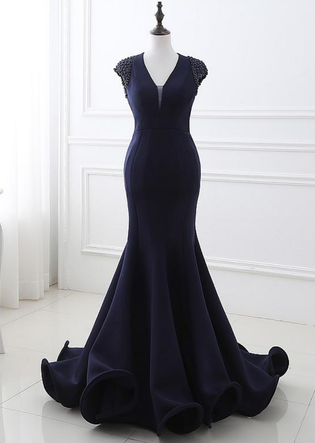 In Stock Modern Polyamide V-neck Neckline Cut-out Mermaid Formal ...