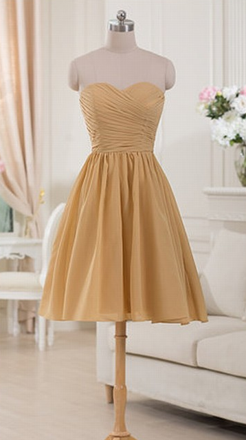 Sweetheart Champagne Short Prom Dress, Champagne Bridesmaid Dress ...