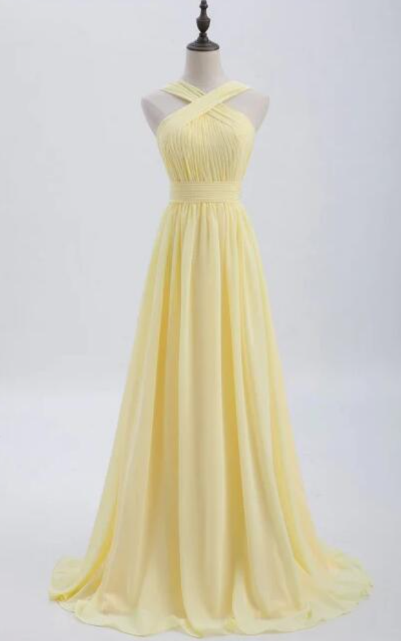Prom Dresses,a-line Yellow Chiffon Long Prom Dress on Luulla